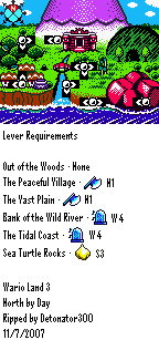 Wario Land 3 North By Day (In-Game Map)