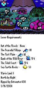 Wario Land 3 North By Night (In-Game Map)