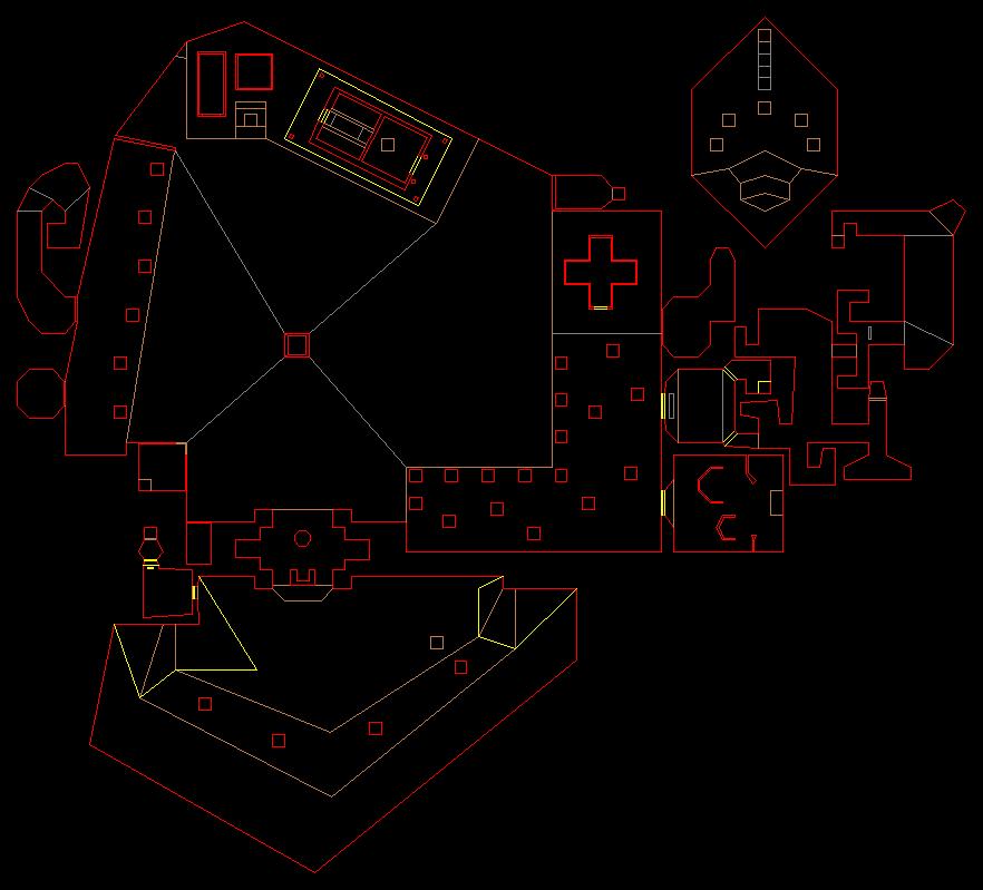 Doom II: Hell on Earth Level 18: The Courtyard (In-Game Map)